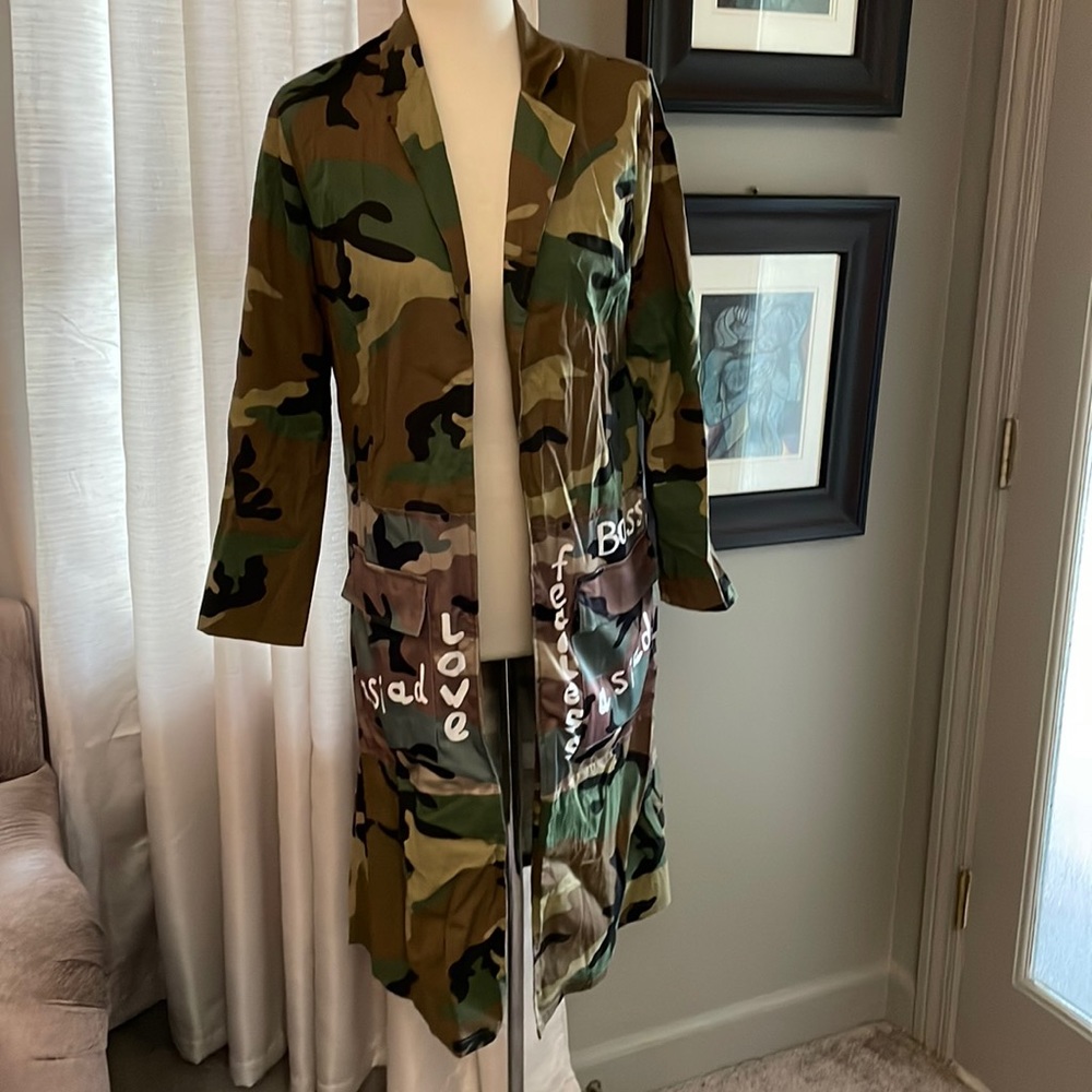 Camo Trench Duster Coat - Gem